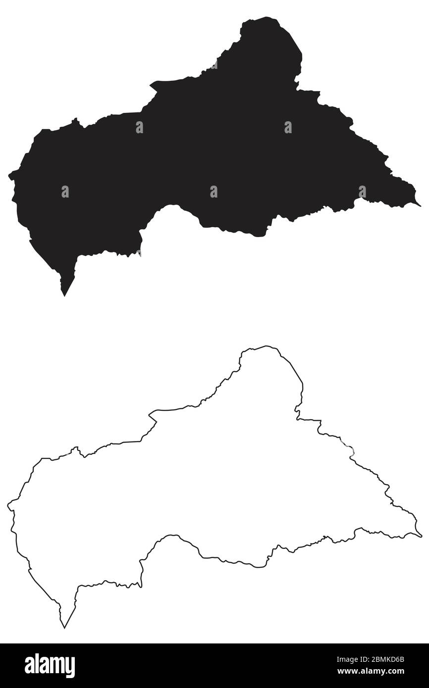 Central African Republic Country Map Black Silhouette And Outline