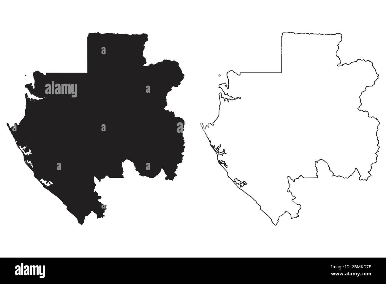 Gabon Country Map Black Silhouette And Outline Isolated On White