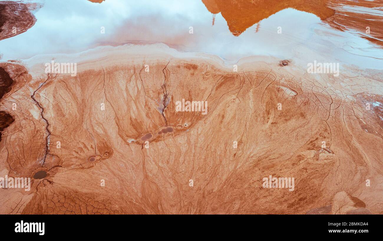 Aerial View of Tailing Ponds with Various Textures Stock Photo - Alamy