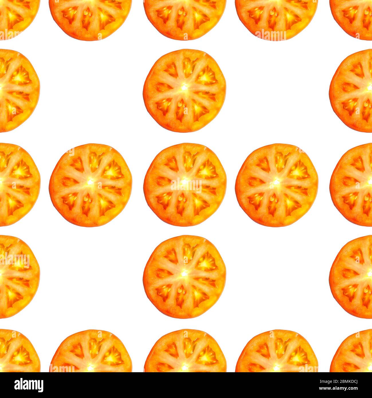 Seamless endless pattern of slices of juicy ripe red tomato. Design for ...