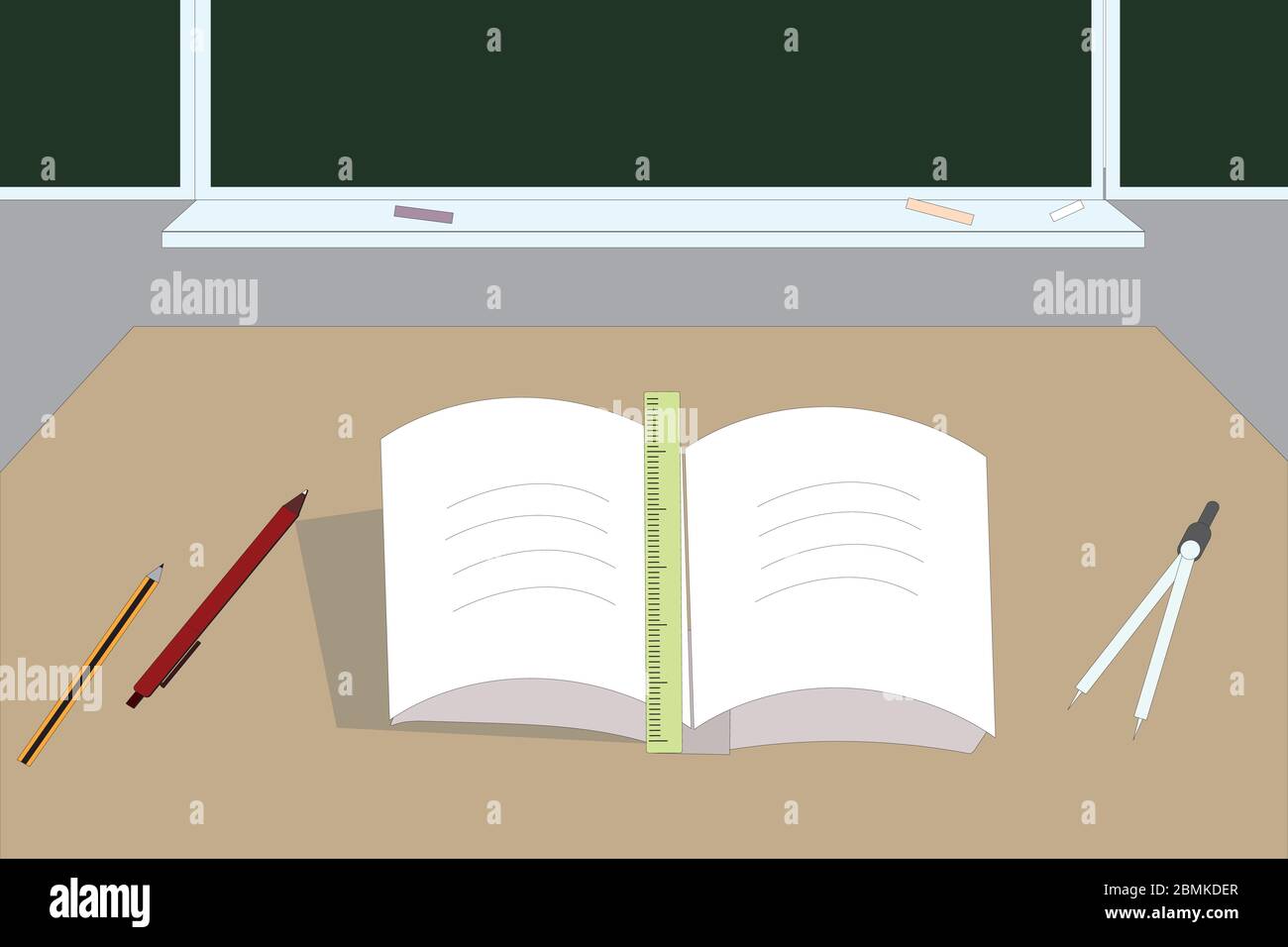 Empty school desk stack Stock Vector Images - Alamy