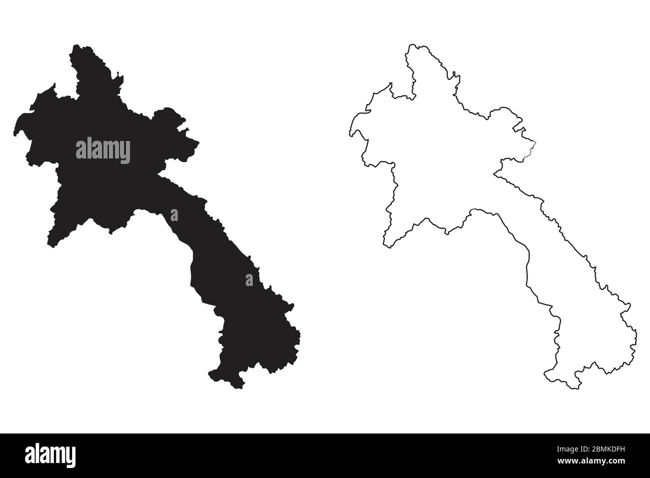 Laos Country Map. Black silhouette and outline isolated on white ...