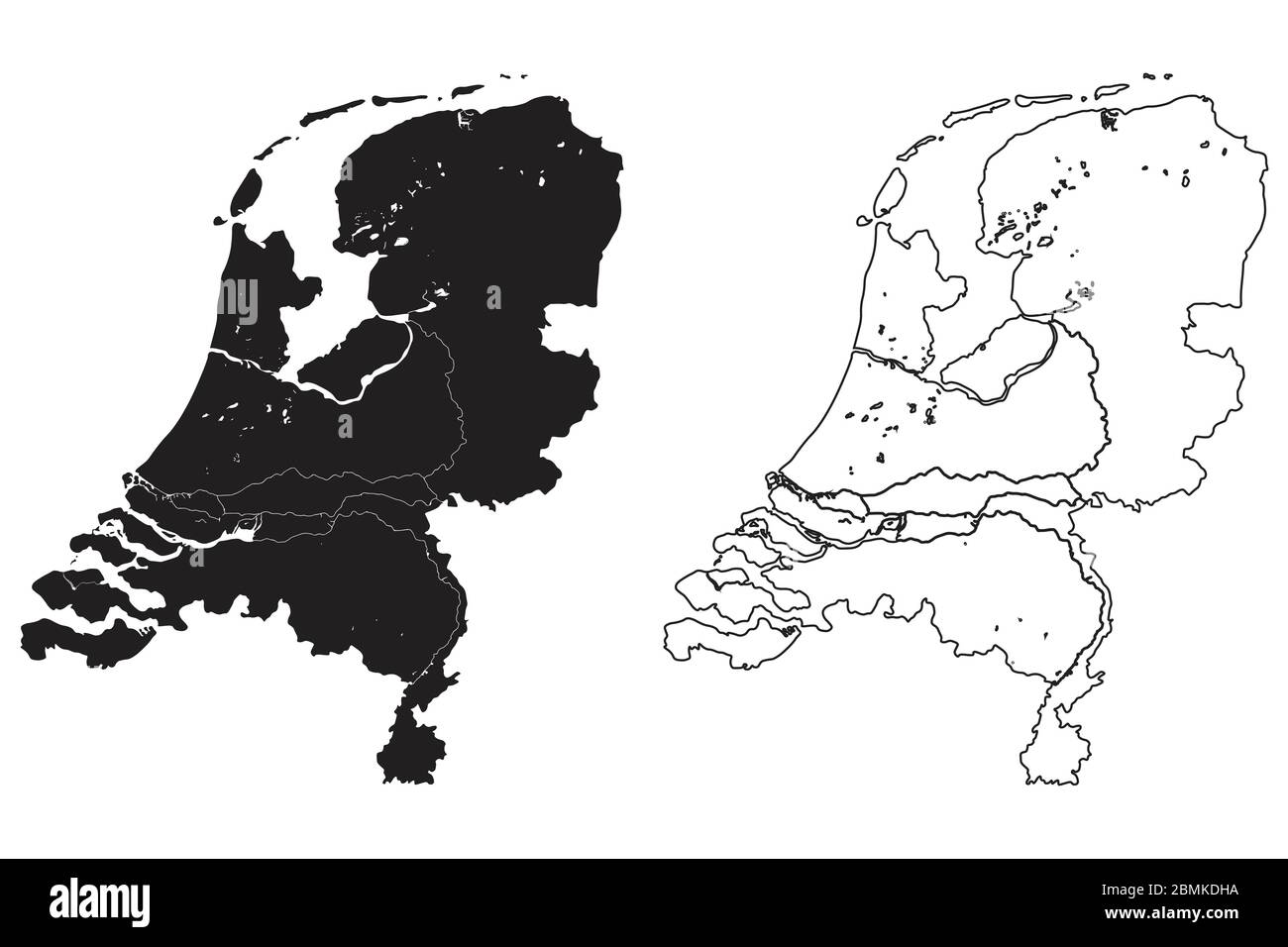 Netherlands Country Map. Black silhouette and outline isolated on white background. EPS Vector ...