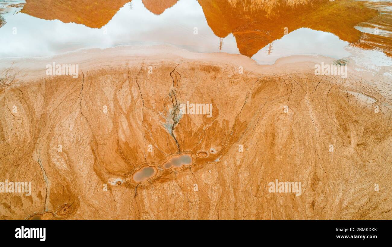 Aerial View of Tailing Ponds with Various Textures Stock Photo - Alamy