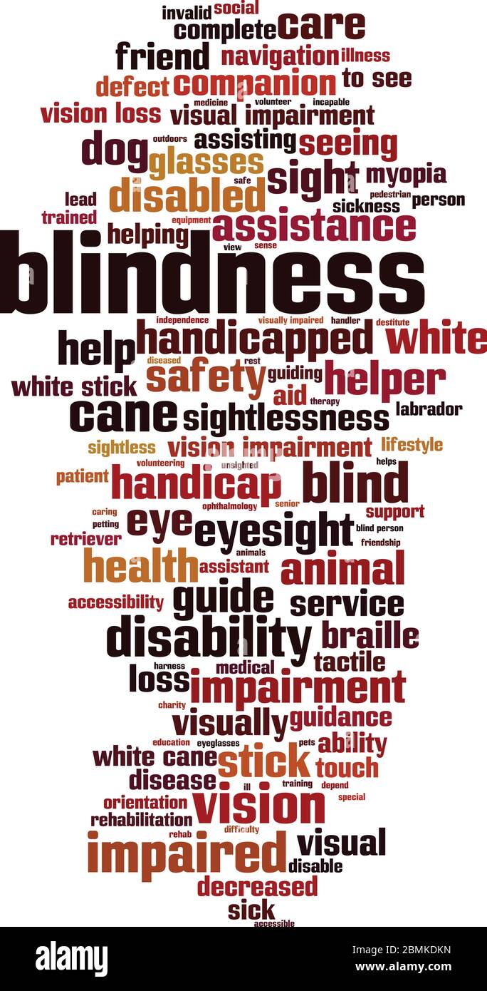 Blindness word cloud concept. Collage made of words about blindness ...