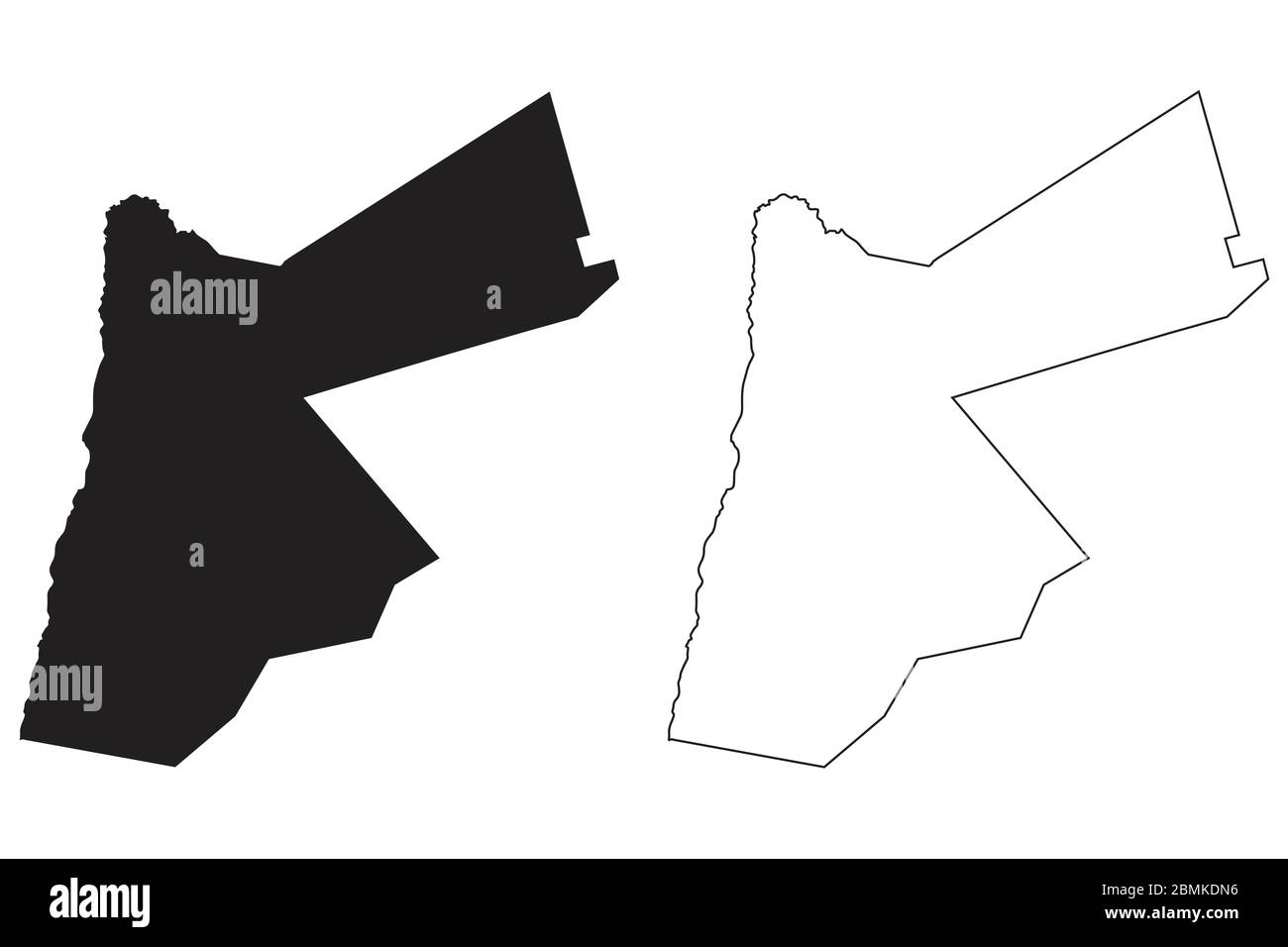 Jordan Country Map. Black silhouette and outline isolated on white background. EPS Vector Stock ...
