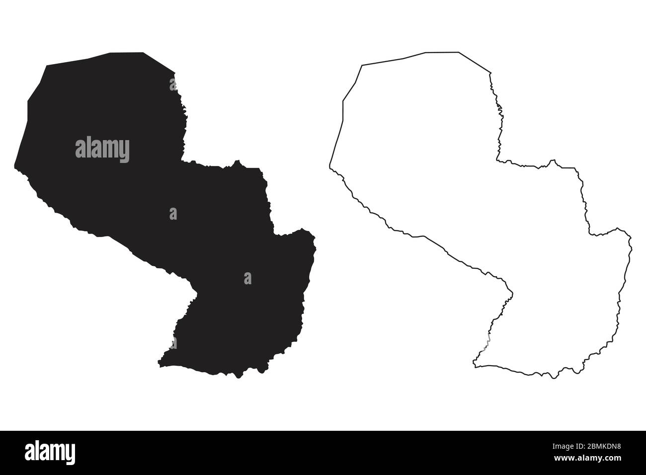 Paraguay Country Map. Black silhouette and outline isolated on white ...