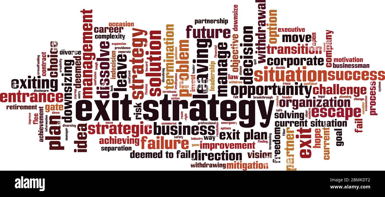 Exit strategy word cloud concept. Collage made of words about exit ...