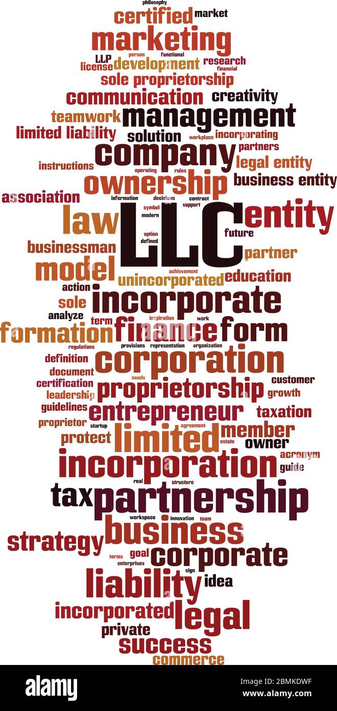 LLC word cloud concept. Collage made of words about LLC. Vector ...