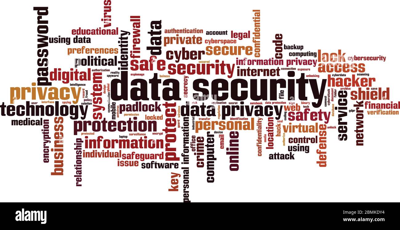 Data security word cloud concept. Collage made of words about data ...