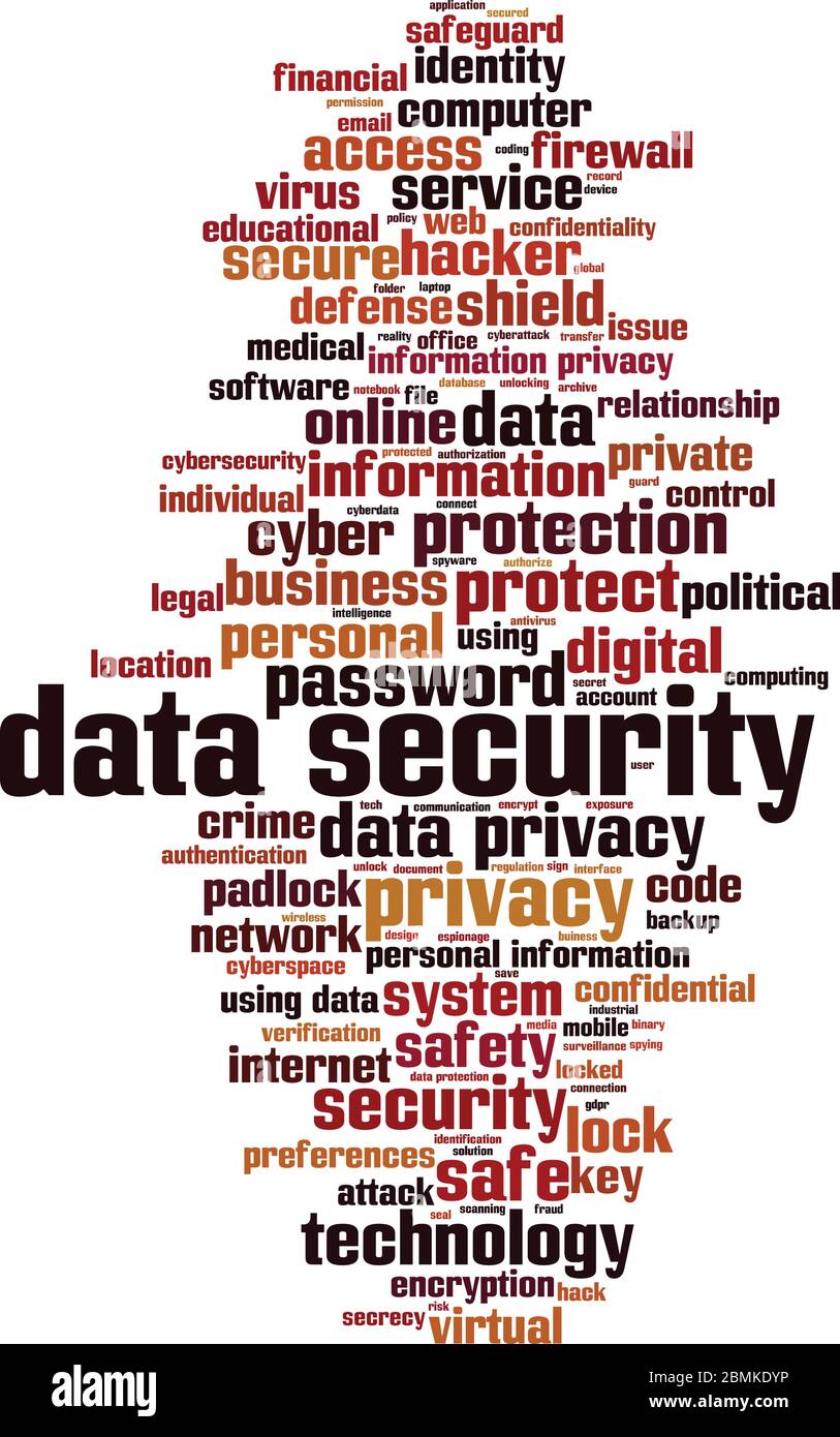 Data security word cloud concept. Collage made of words about data ...