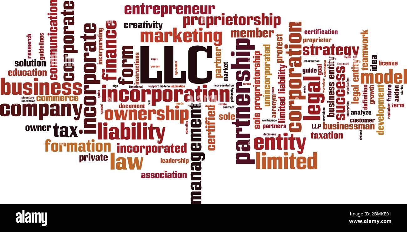 LLC word cloud concept. Collage made of words about LLC. Vector ...
