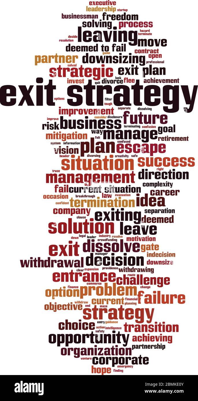 Exit strategy word cloud concept. Collage made of words about exit ...