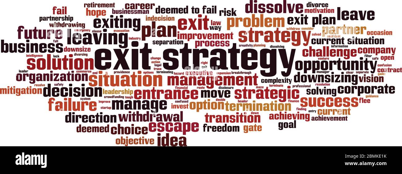 Exit strategy word cloud concept. Collage made of words about exit ...