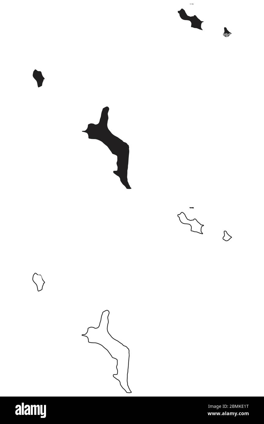 Seychelles Country Map. Black silhouette and outline isolated on white ...