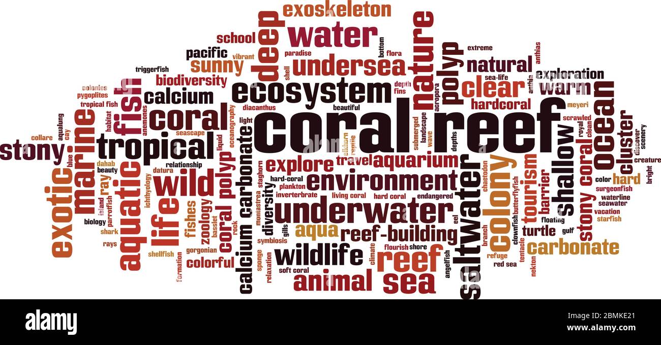 Coral reef word cloud concept. Collage made of words about coral reef ...