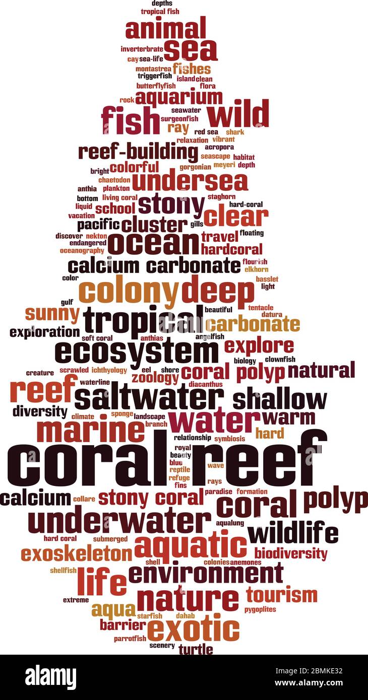 Coral reef word cloud concept. Collage made of words about coral reef ...