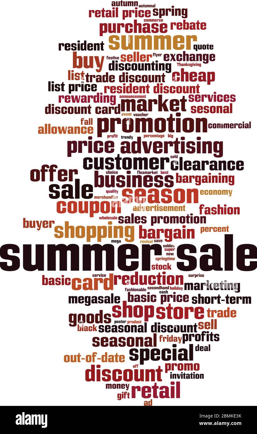 Summer sale word cloud concept. Collage made of words about summer sale ...