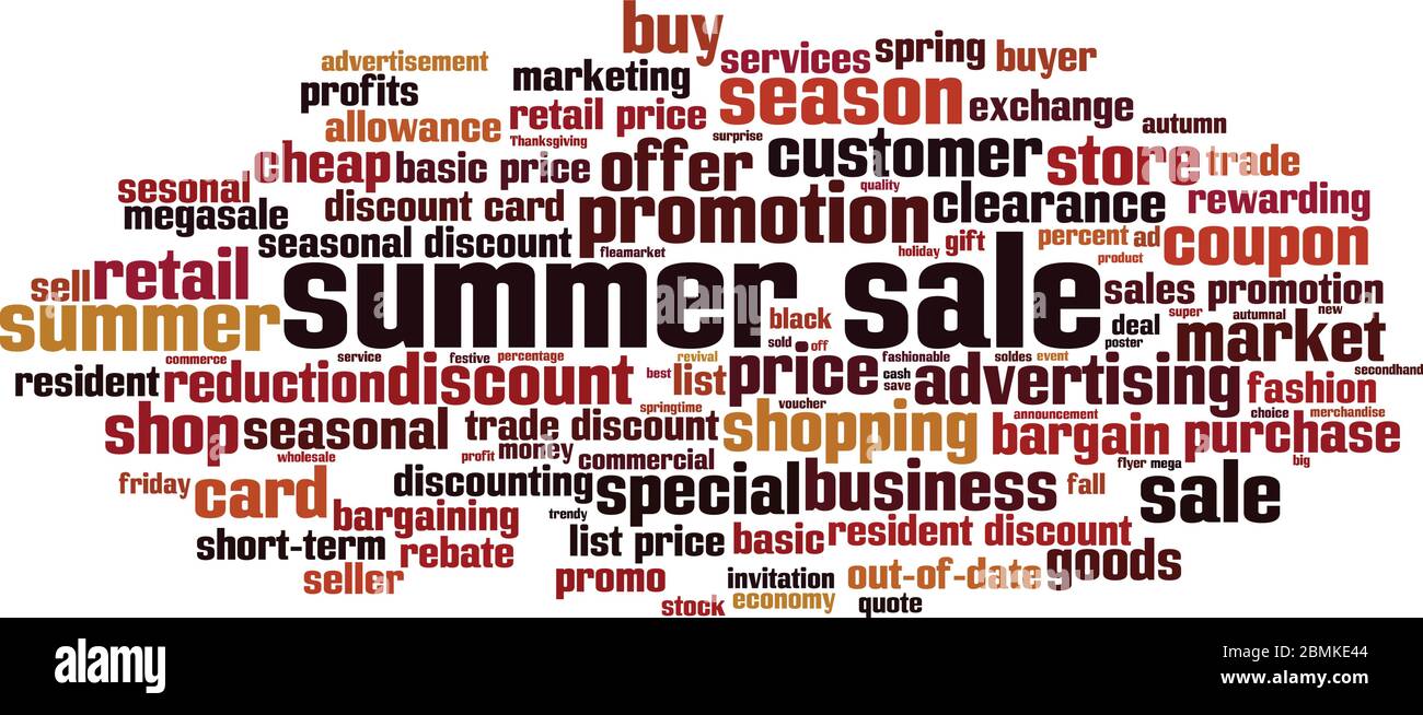 Summer sale word cloud concept. Collage made of words about summer sale ...