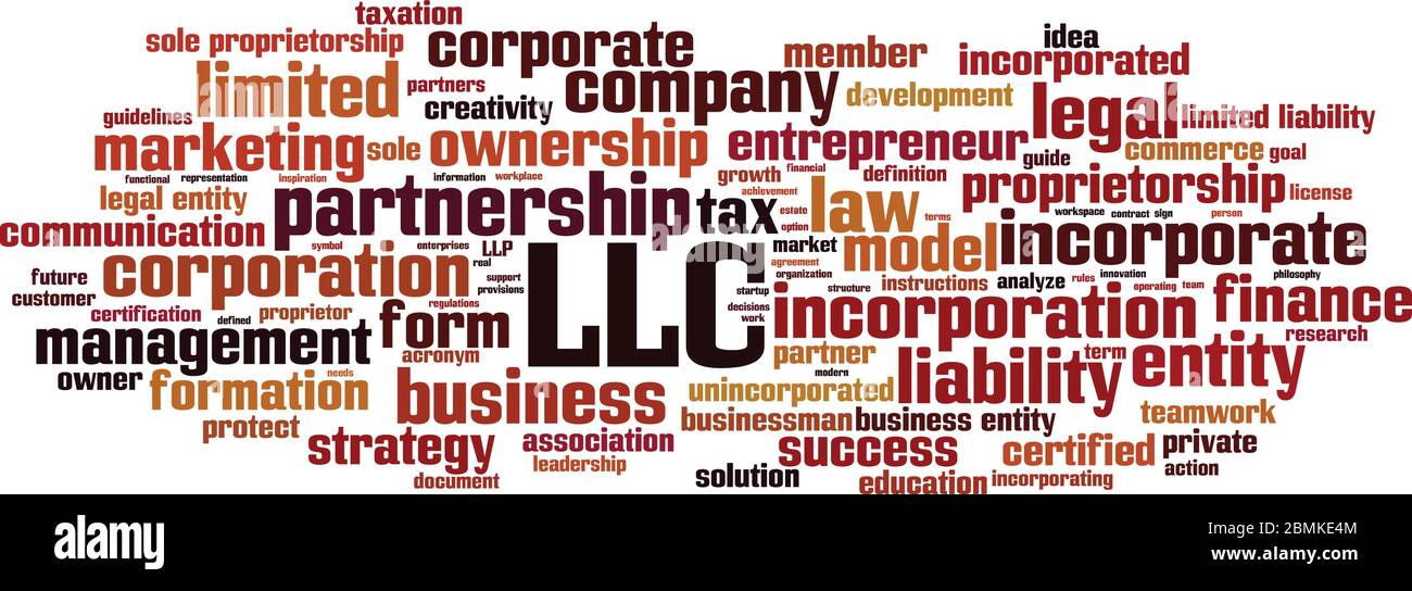 LLC word cloud concept. Collage made of words about LLC. Vector ...