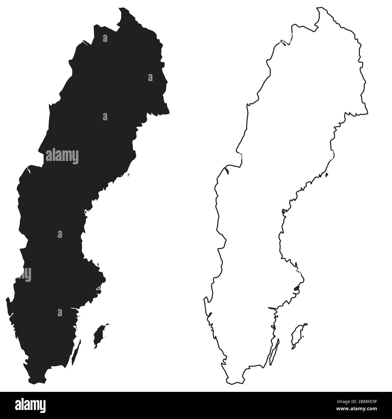 Sweden Country Map. Black silhouette and outline isolated on white ...