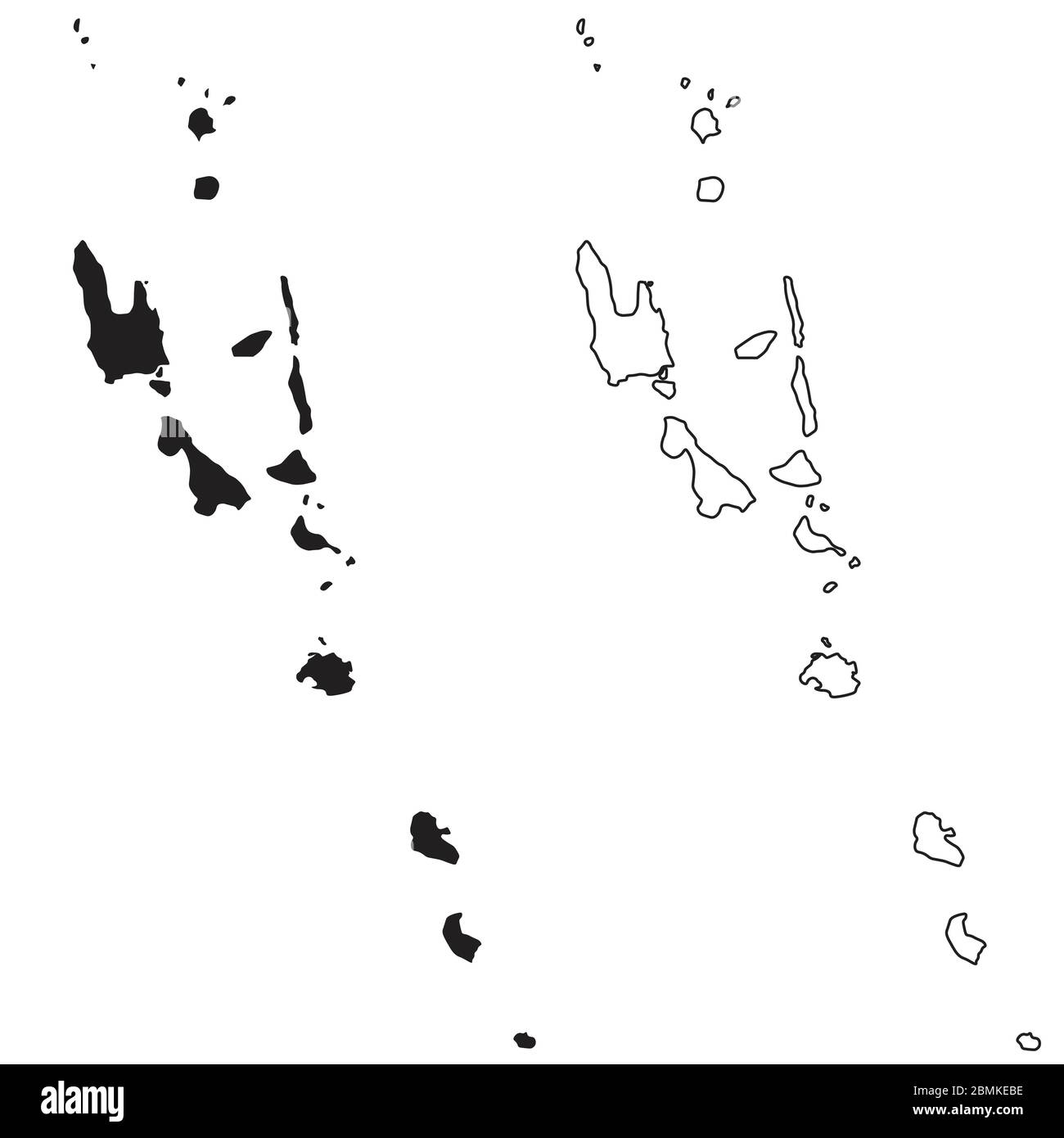 Vanuatu Country Map. Black silhouette and outline isolated on white ...