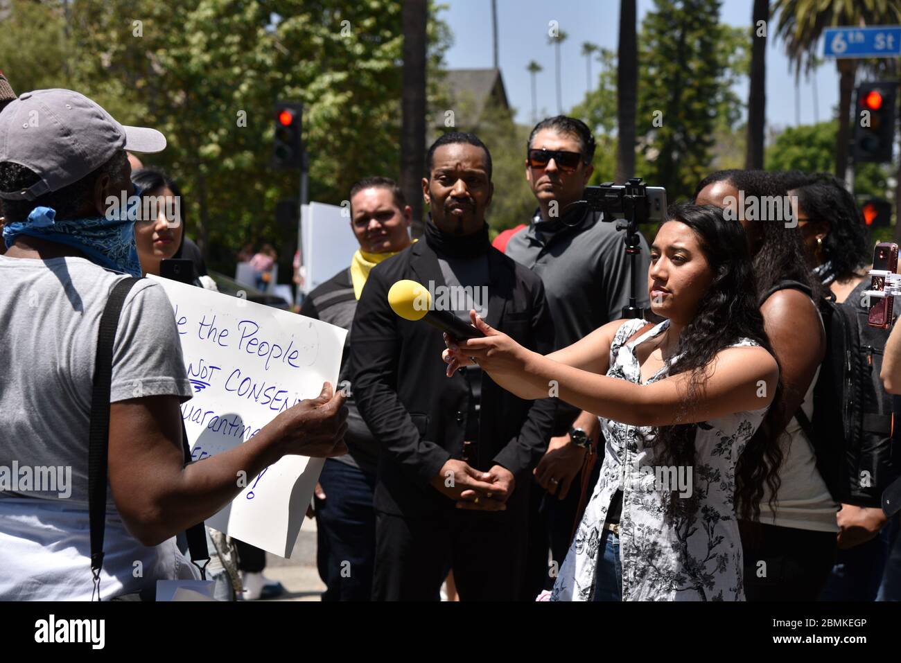 Los Angeles, CA/USA - May 8 2020: Media interviews during Anti Covid-19 ...