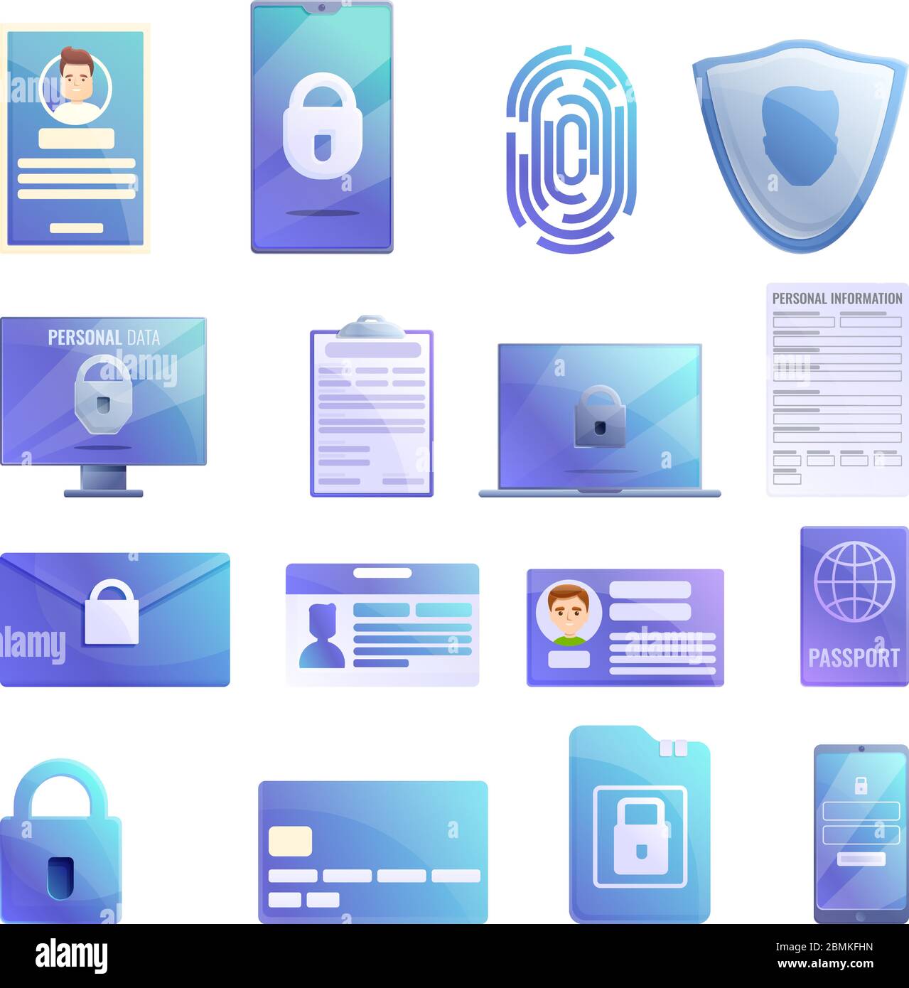 Personal information icons set. Cartoon set of personal information ...