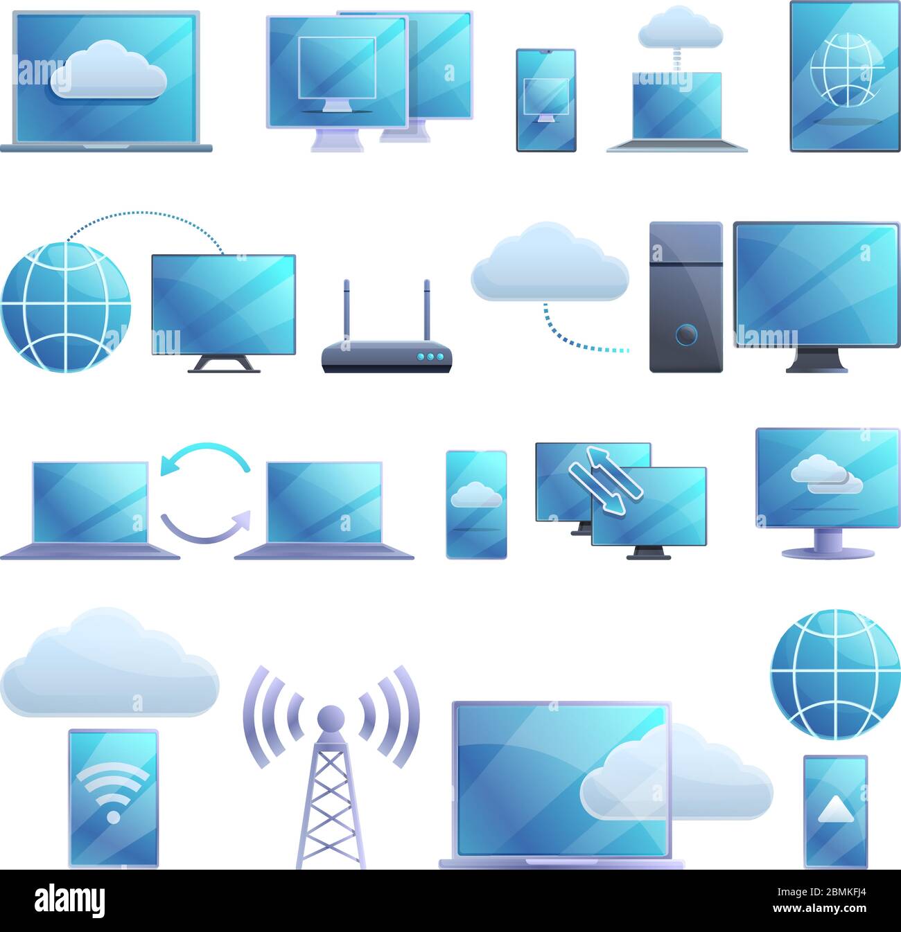 Remote access icons set. Cartoon set of remote access vector icons for ...