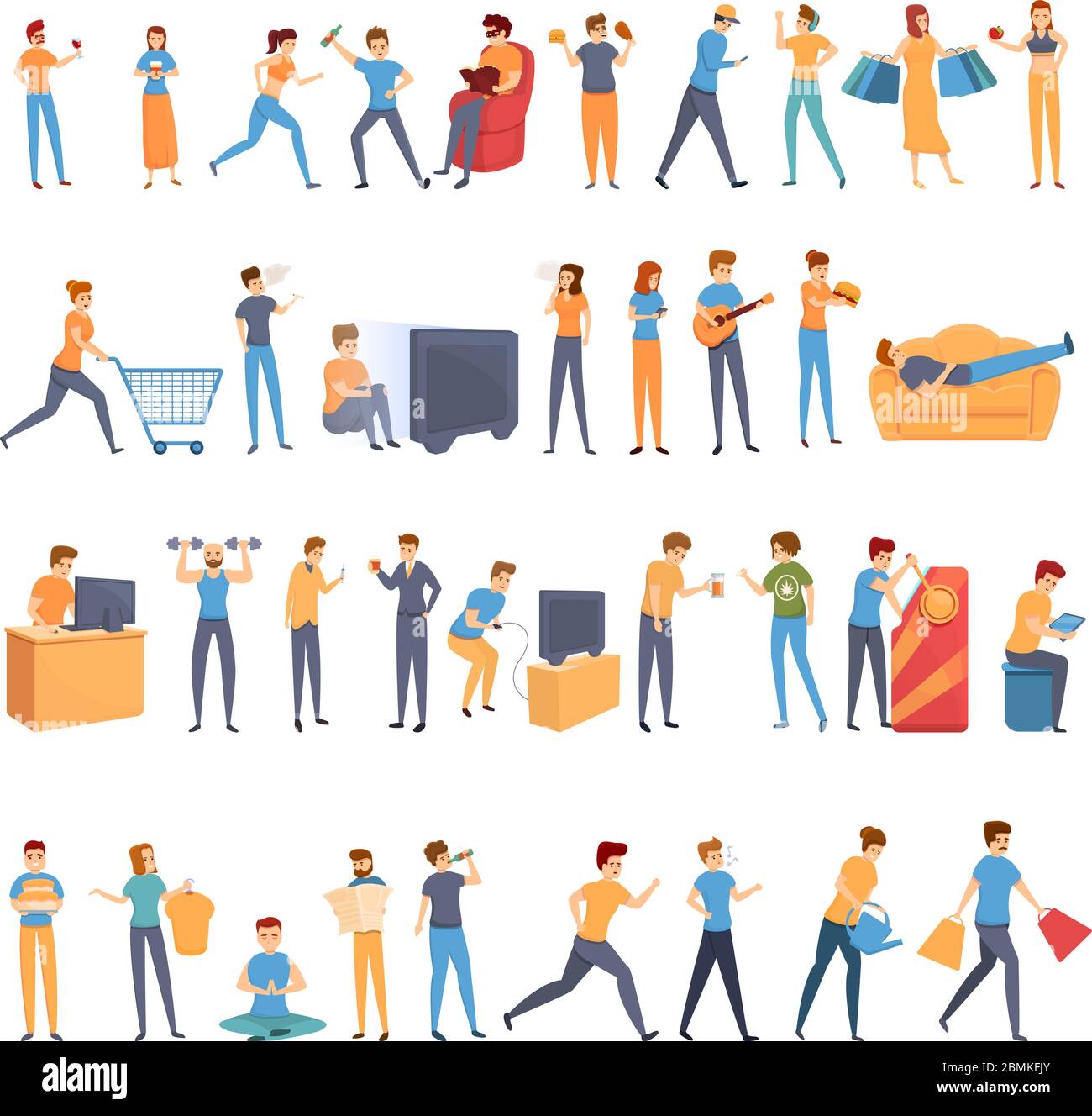 Habit icons set. Cartoon set of habit vector icons for web design Stock ...