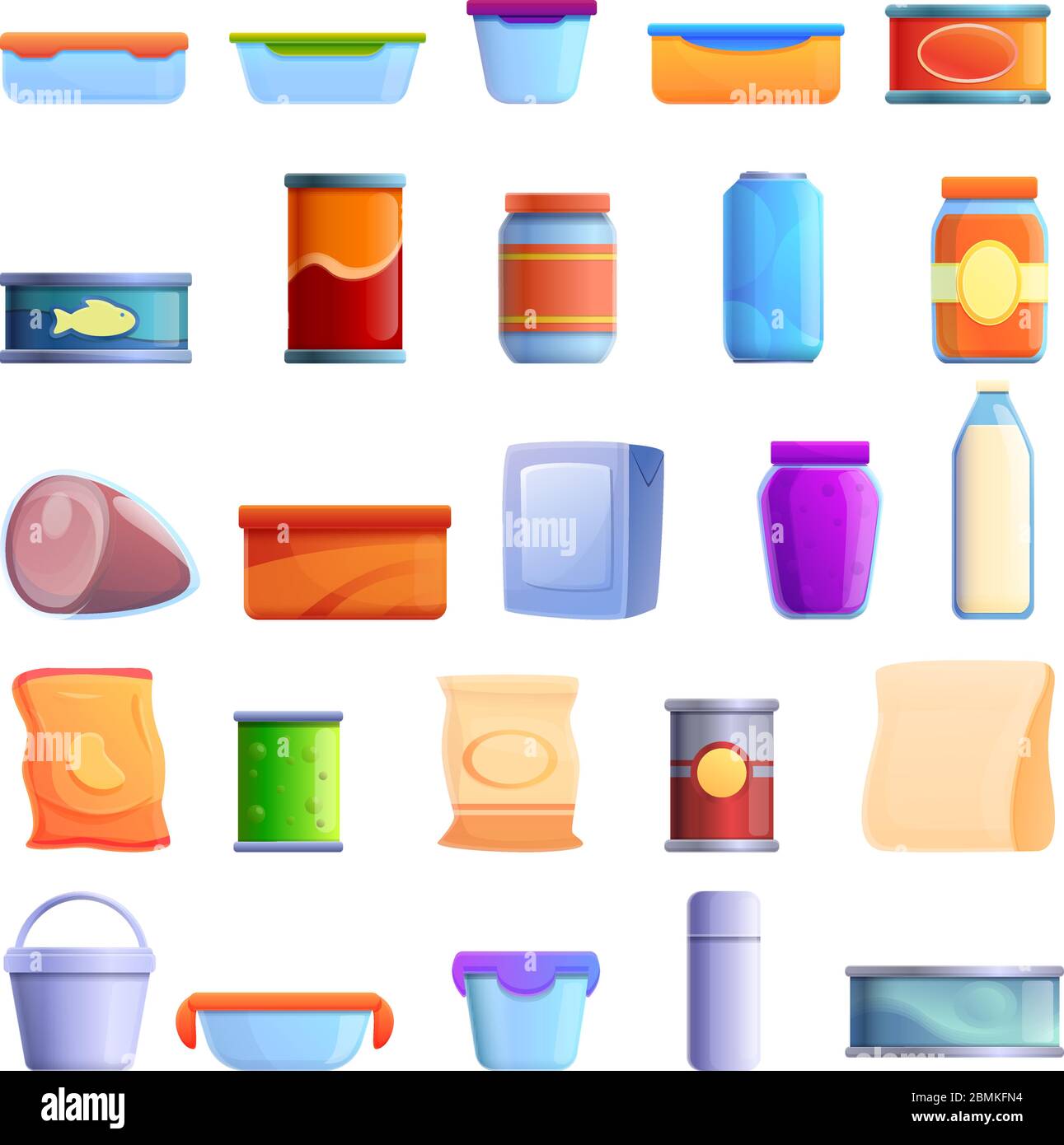 Food storage icons set. Cartoon set of food storage vector icons for ...