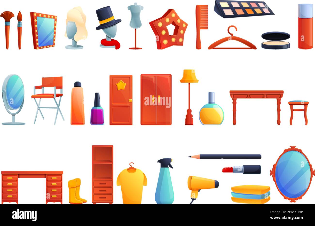 Dressing room icons set. Cartoon set of dressing room vector icons for ...
