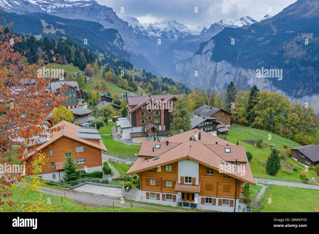 Beautiful View Of Wengen Village In Switzerland Stock Photo - Alamy