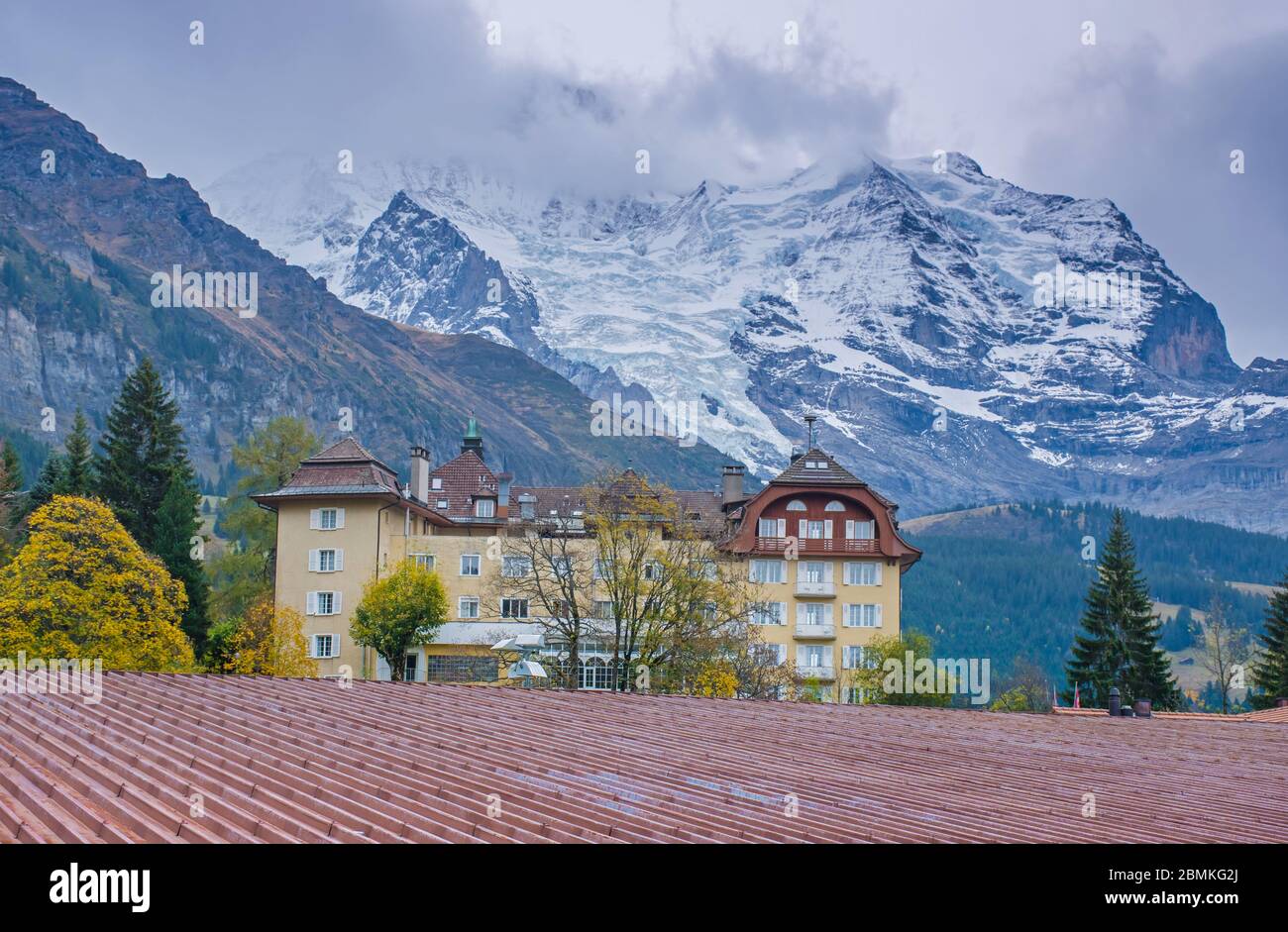 Beautiful View Of Wengen Village In Switzerland Stock Photo - Alamy