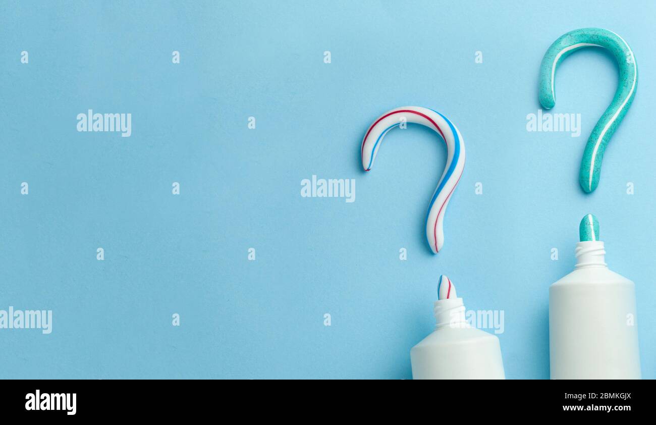 Question mark from toothpaste. Concept of choosing good toothpaste for ...