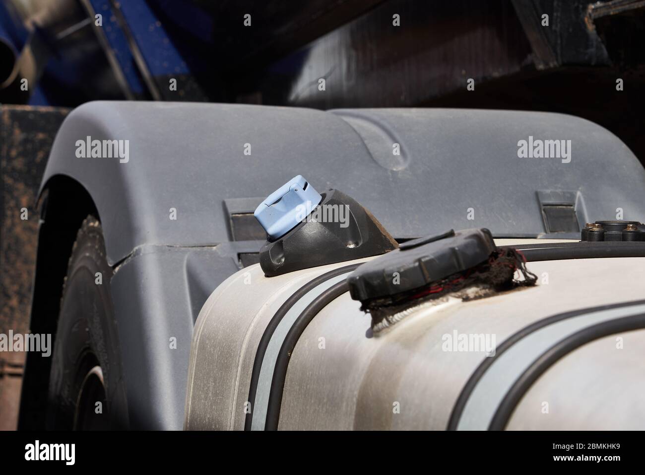 Fuel tank of a truck standing on parking lot Stock Photo - Alamy