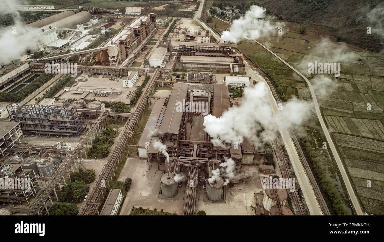 aerial view of alumina factory Stock Photo - Alamy