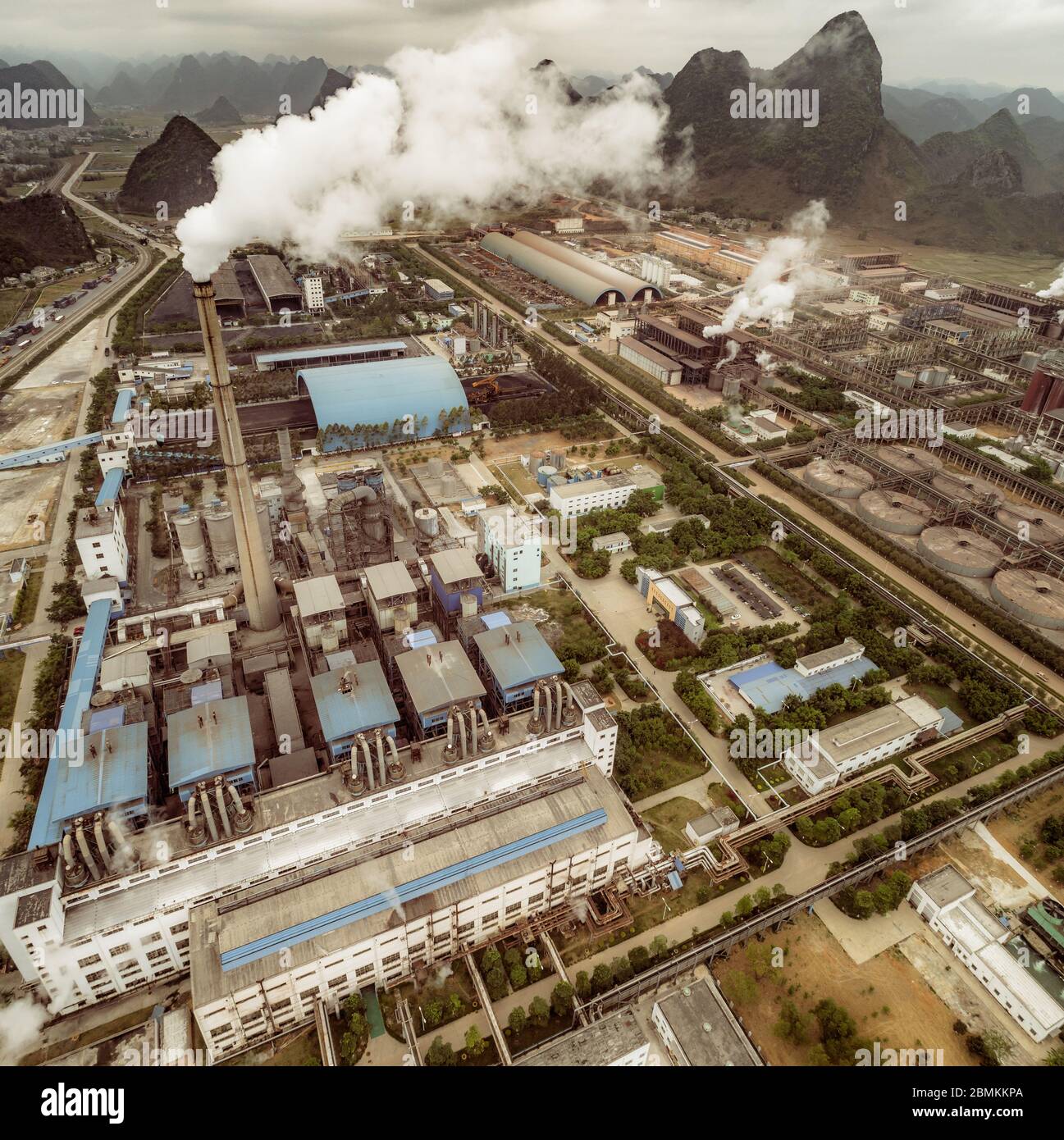 aerial view of alumina factory Stock Photo - Alamy
