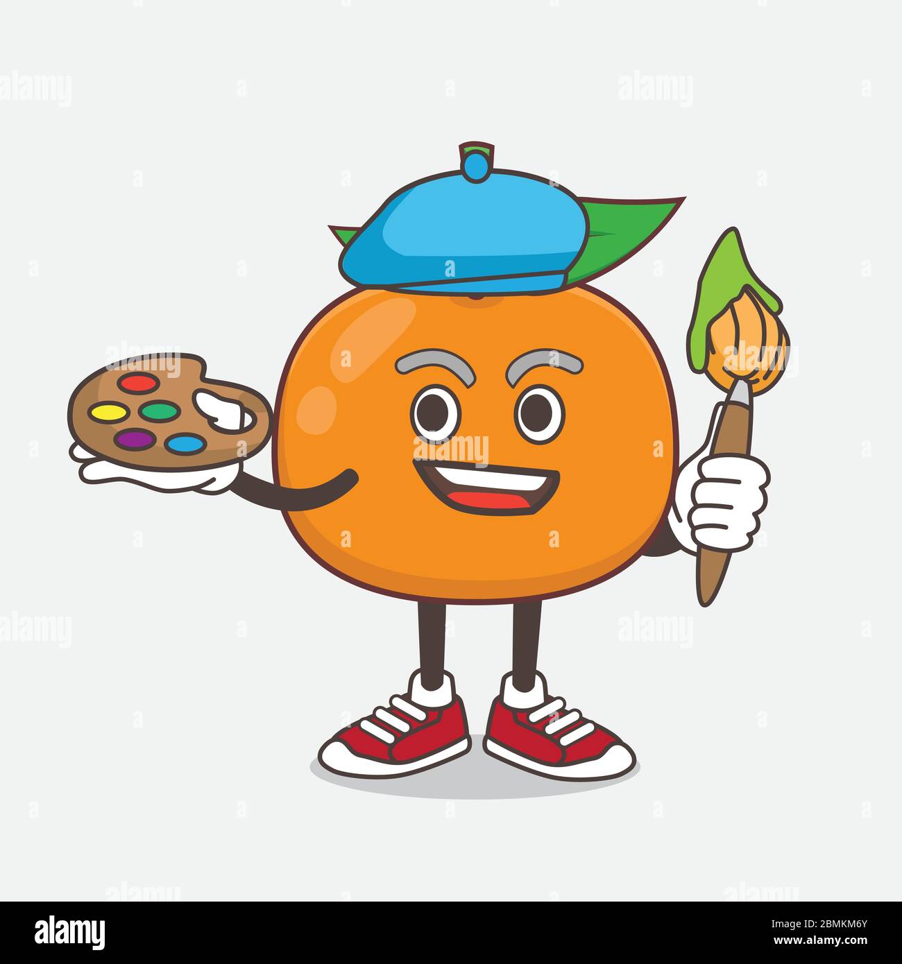 An illustration of Mandarin Orange cartoon mascot character painter ...