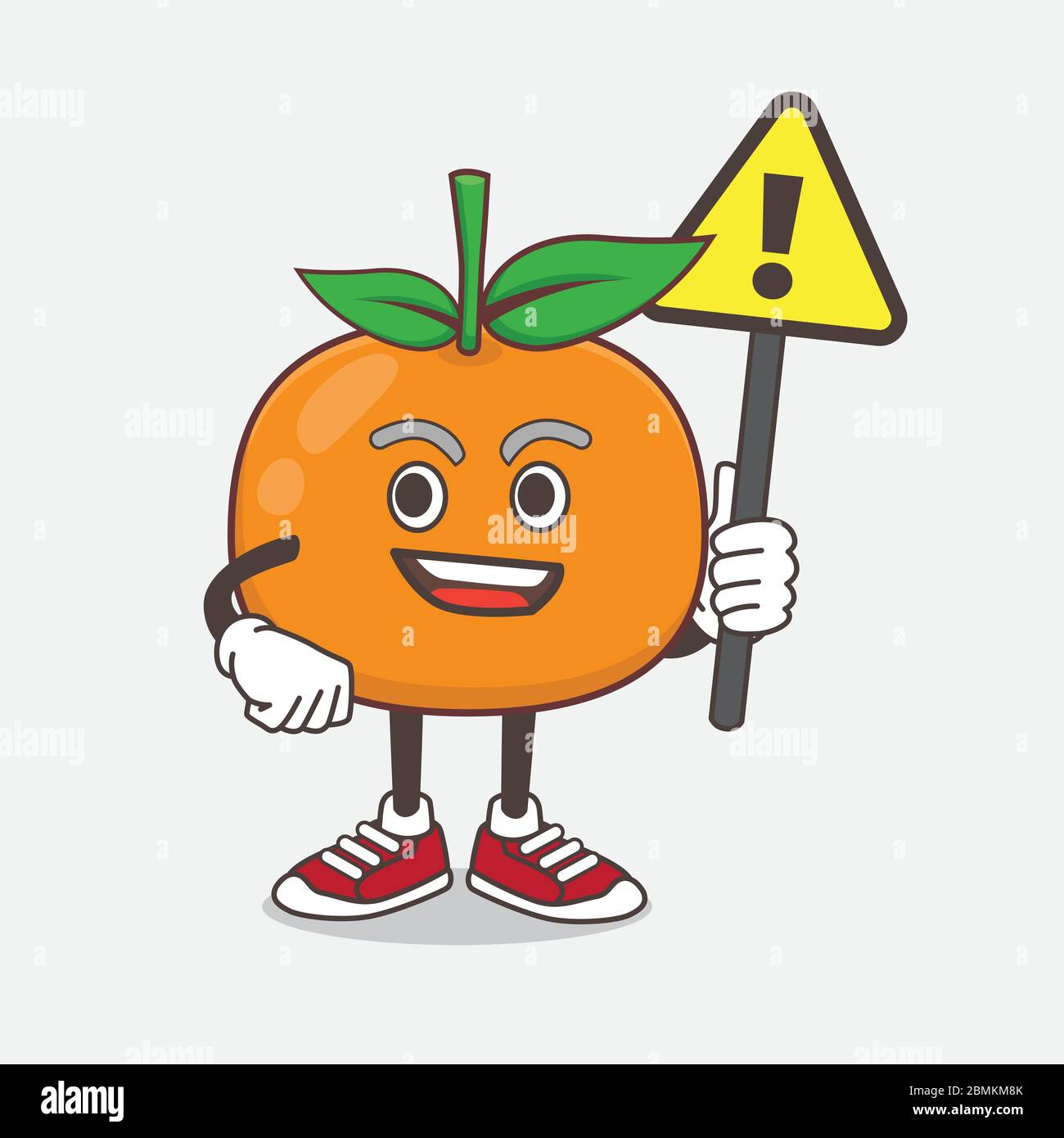 An illustration of Mandarin Orange cartoon mascot character rise up a ...