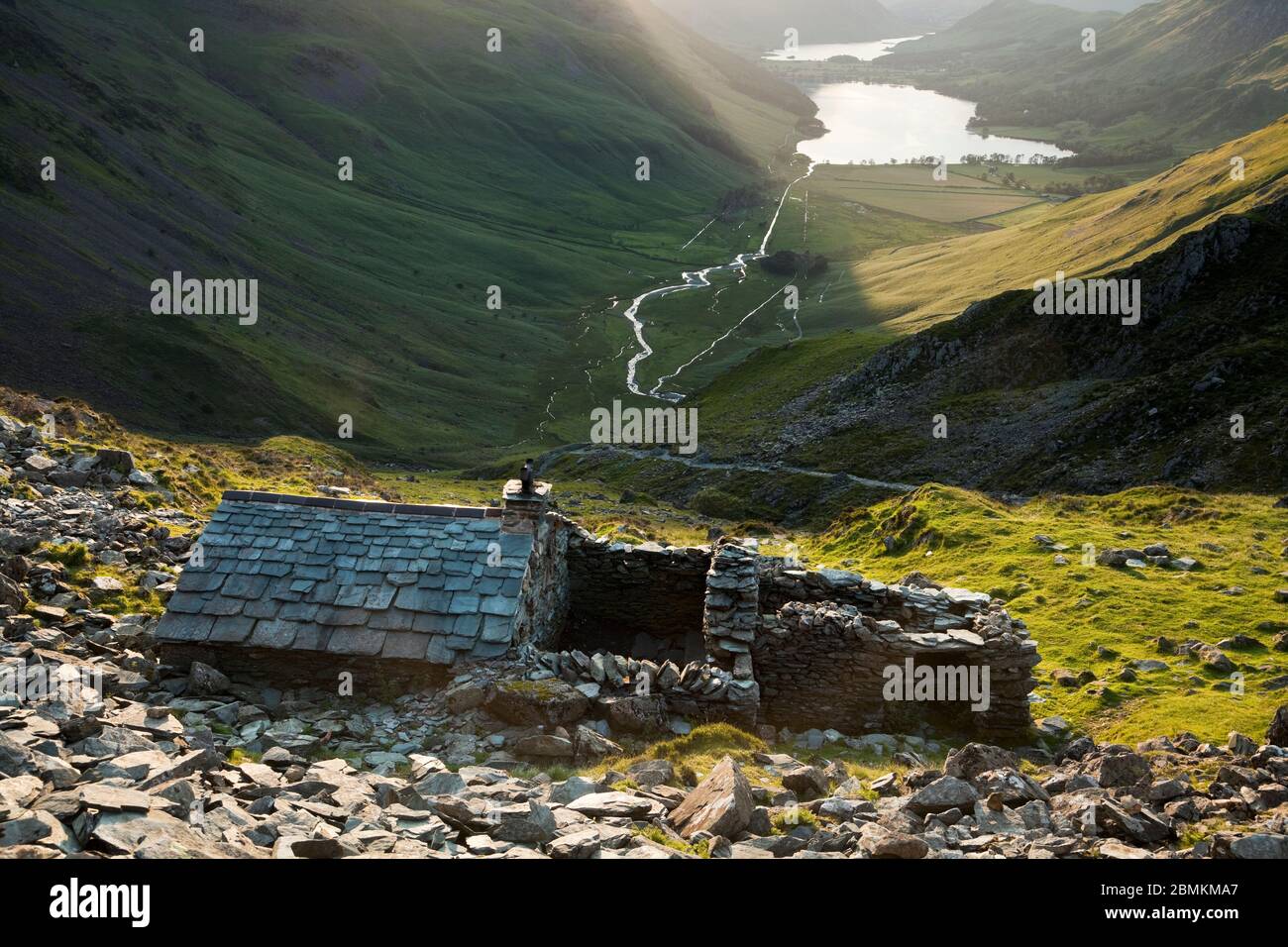 Summer sunset at Warnscale Bothy above the Buttermere Valley Stock ...