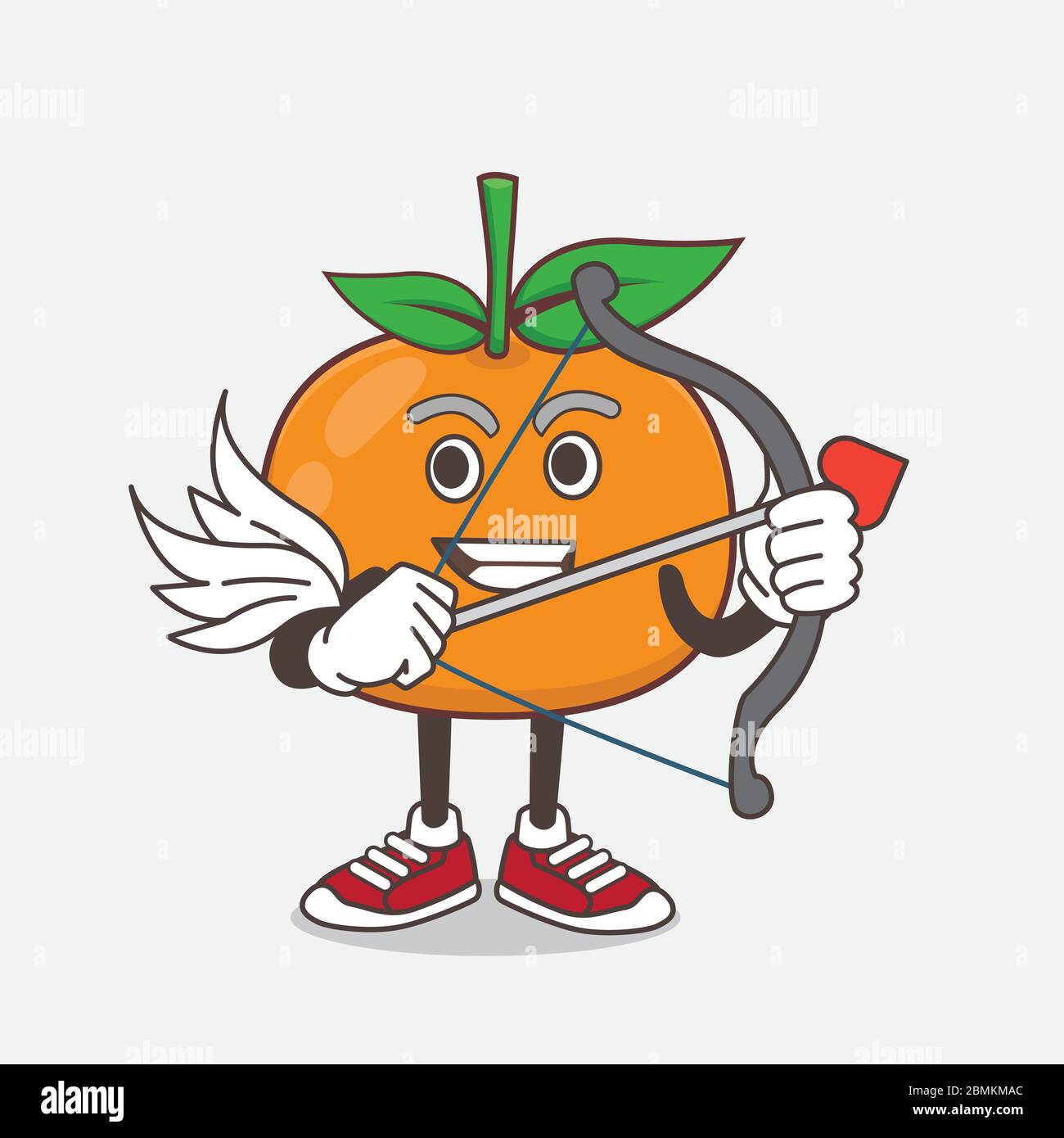 An illustration of Mandarin Orange cartoon mascot character Cupid with ...