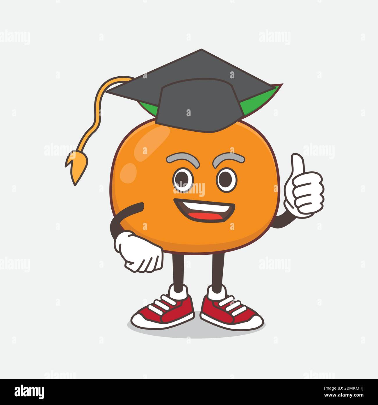 An illustration of Mandarin Orange cartoon mascot character in a black ...
