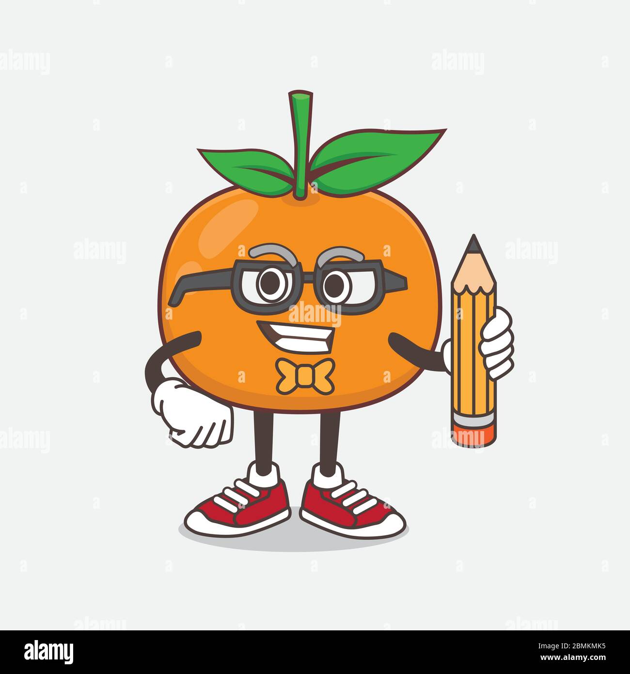 An illustration of Mandarin Orange cartoon mascot character holding ...