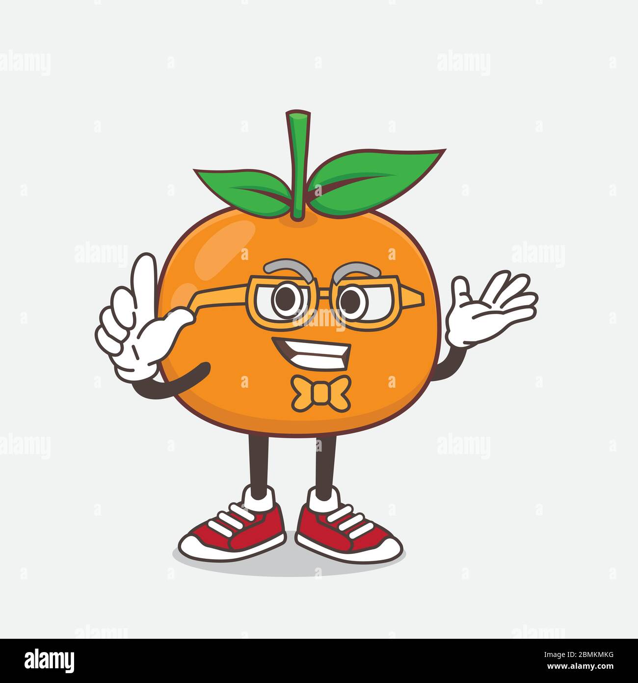 An illustration of Mandarin Orange cartoon mascot character in geek ...