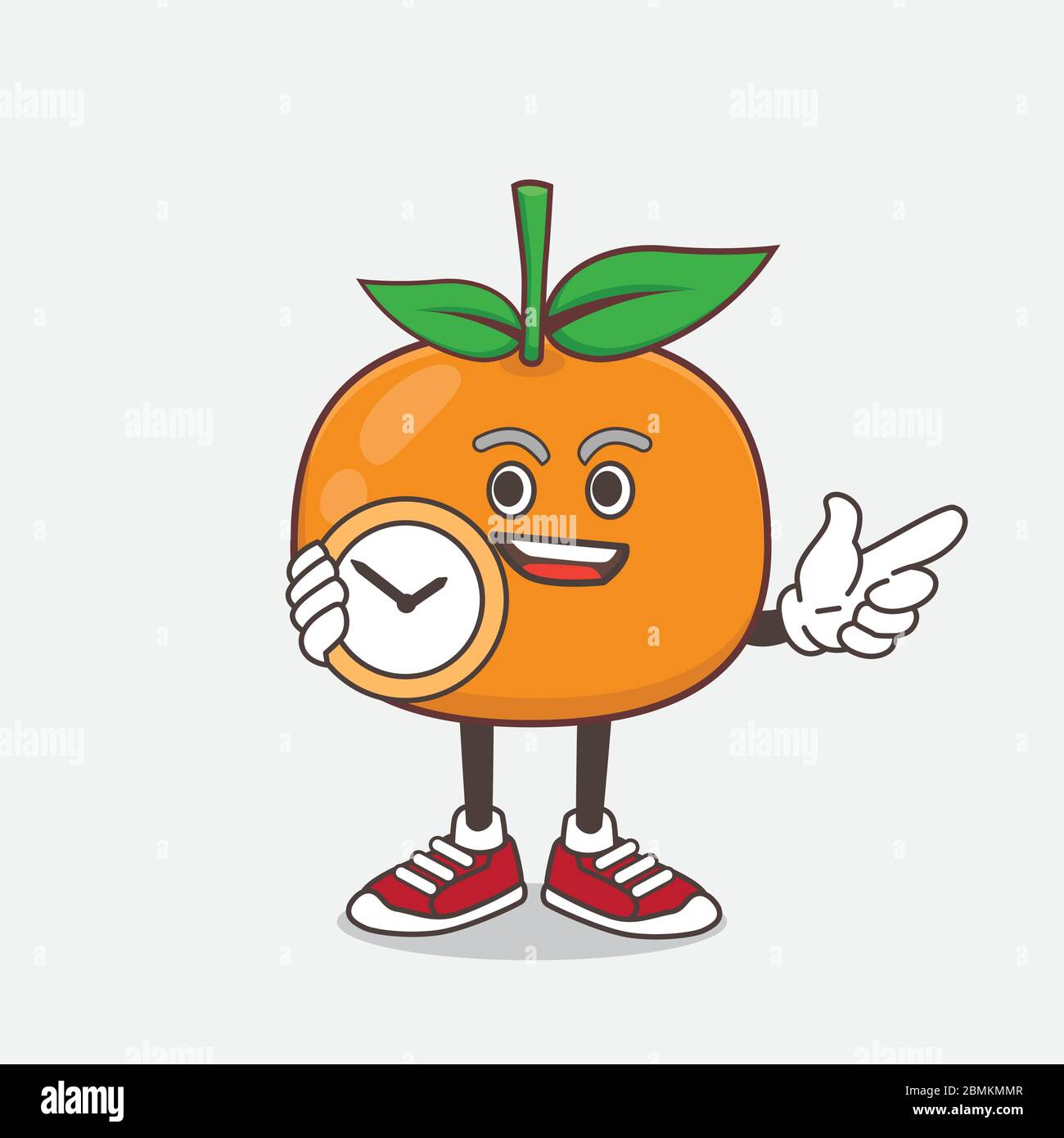 An illustration of Mandarin Orange cartoon mascot character holding a ...