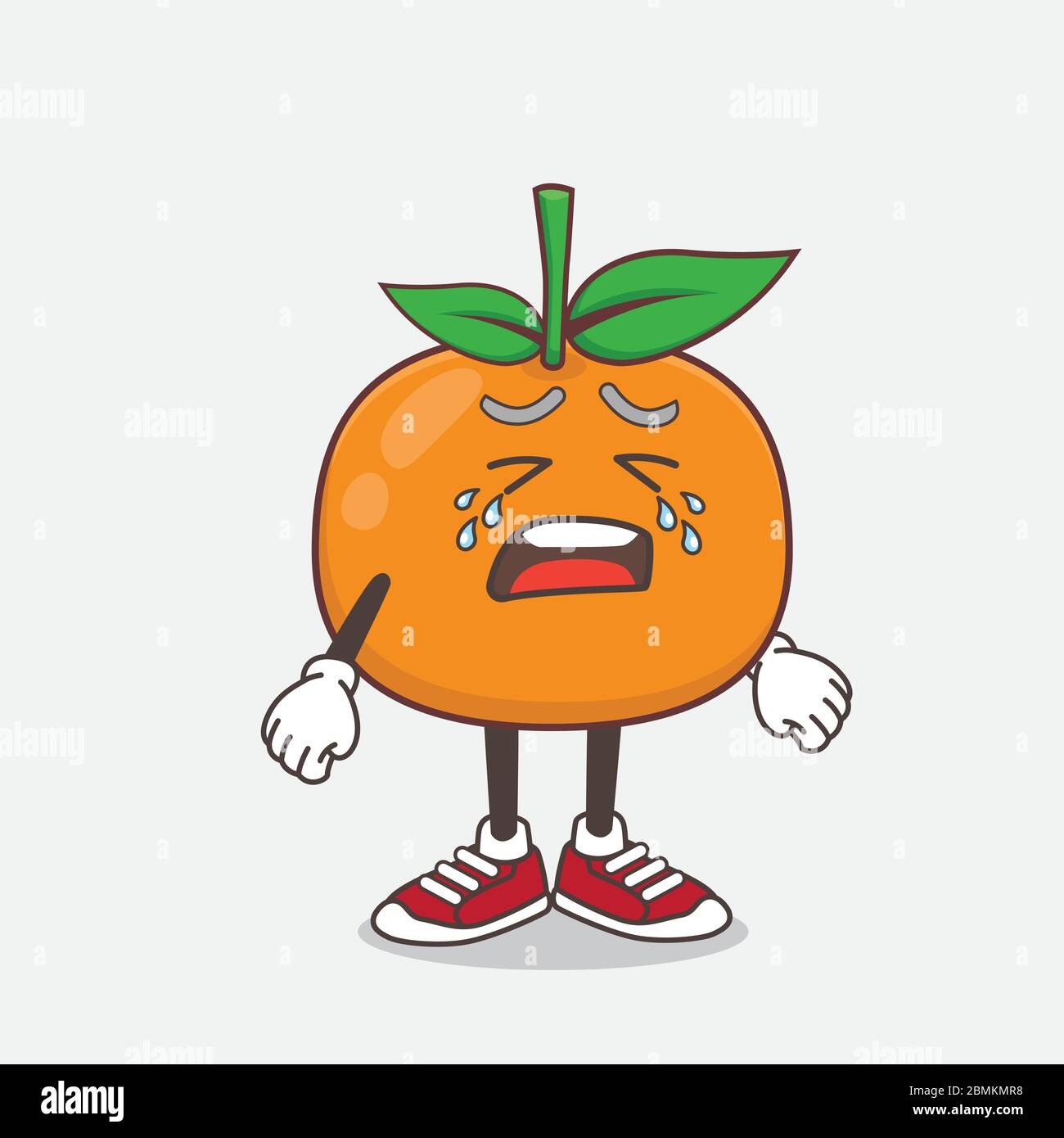 An illustration of Mandarin Orange cartoon mascot character with crying ...