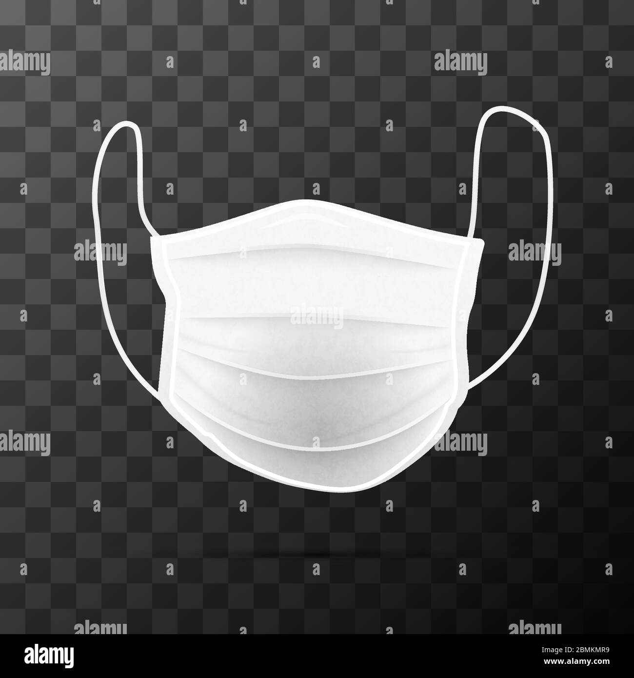 Front side of realistic white medical face mask on transparent ...