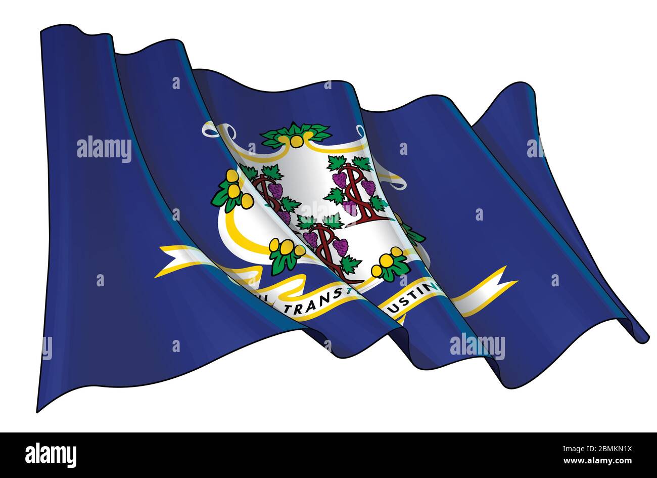 Vector illustration of a Waving Flag of the State of Connecticut. All ...