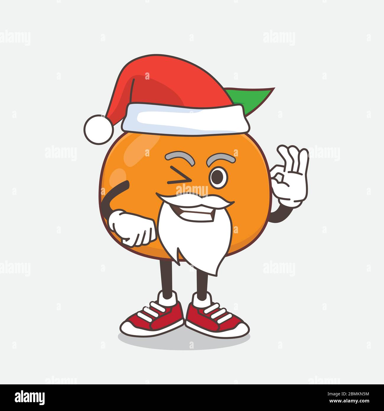 An illustration of Mandarin Orange cartoon santa mascot character with ...